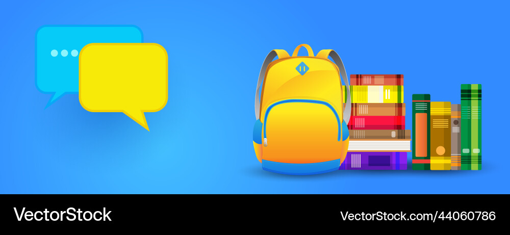 Back to school school bag on blue background Vector Image