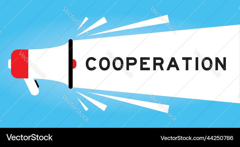 Color megaphone icon with word cooperation Vector Image