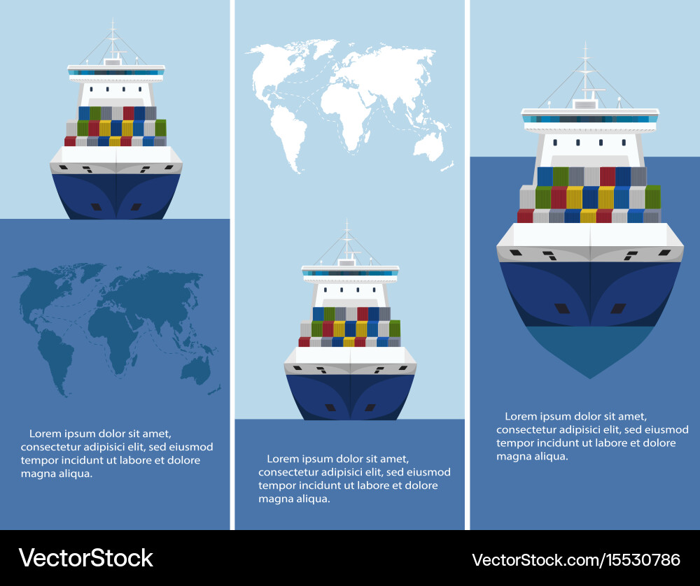 Commercial sea shipping flyer template set Vector Image