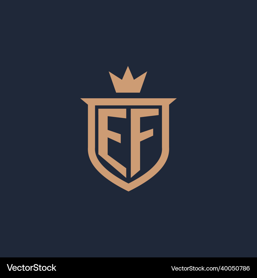 Ef monogram initial logo with shield and crown Vector Image