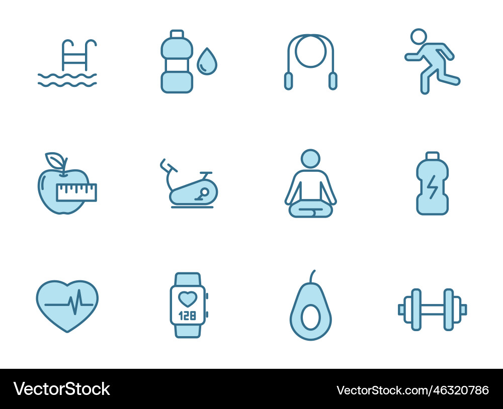 Fitness line icons Royalty Free Vector Image - VectorStock