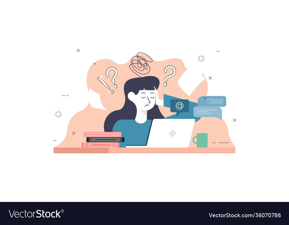 Information overload and multitasking problems Vector Image