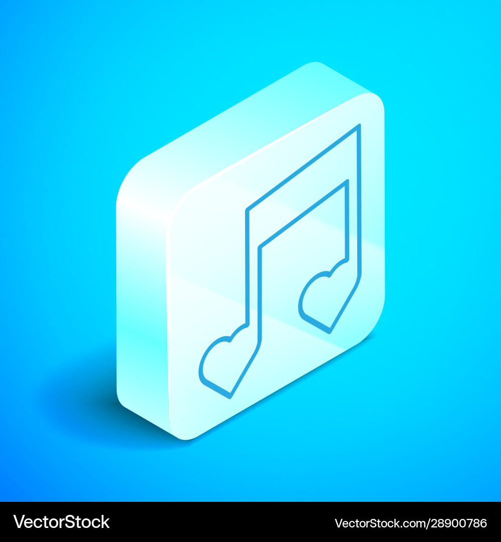 Isometric line music note tone with hearts icon Vector Image