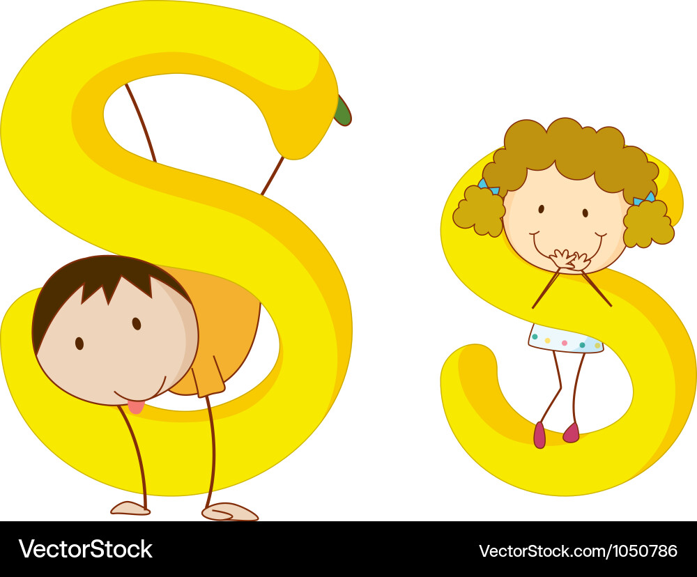 Kids in the letters series Royalty Free Vector Image