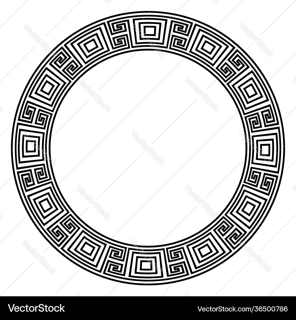 Meander ornament on circle frame geometric round Vector Image