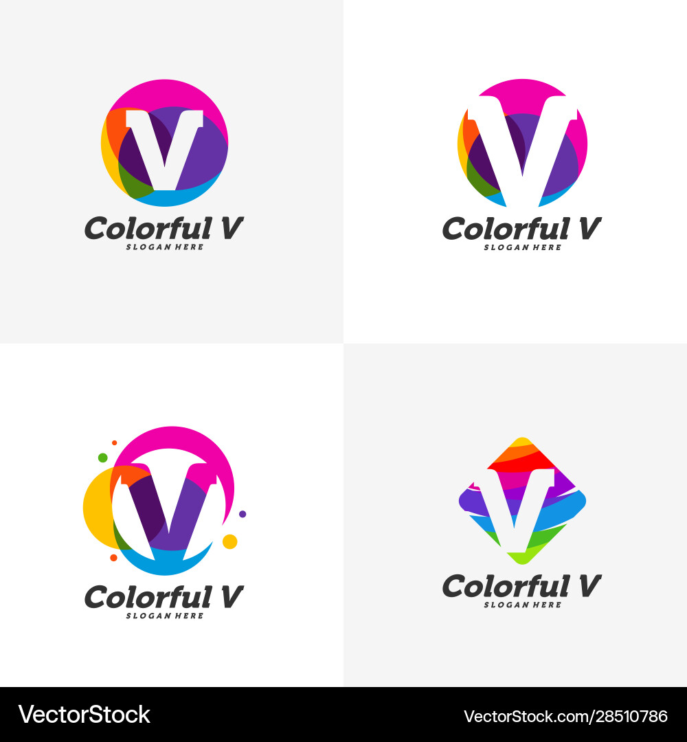 Set v letter colorful logo design concept Vector Image