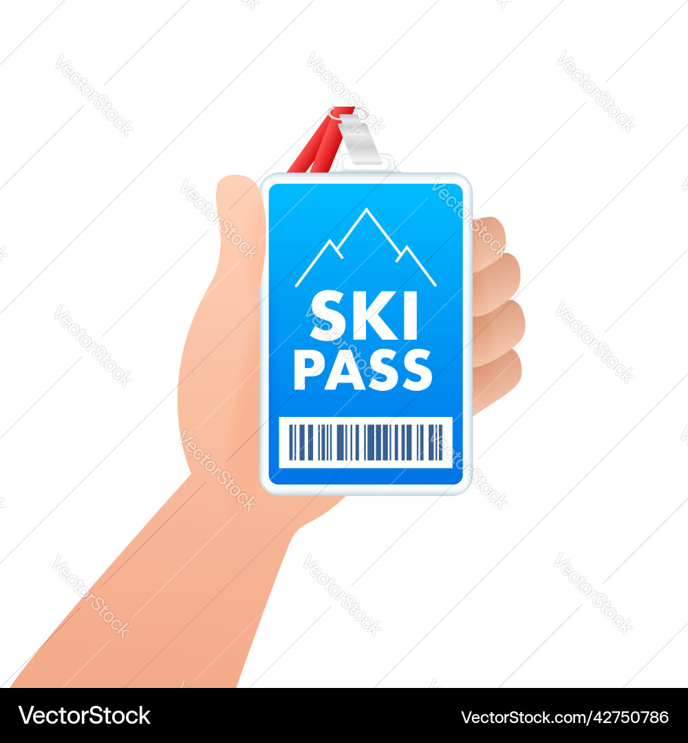 Ski-pass ski lift ticket mountain background Vector Image