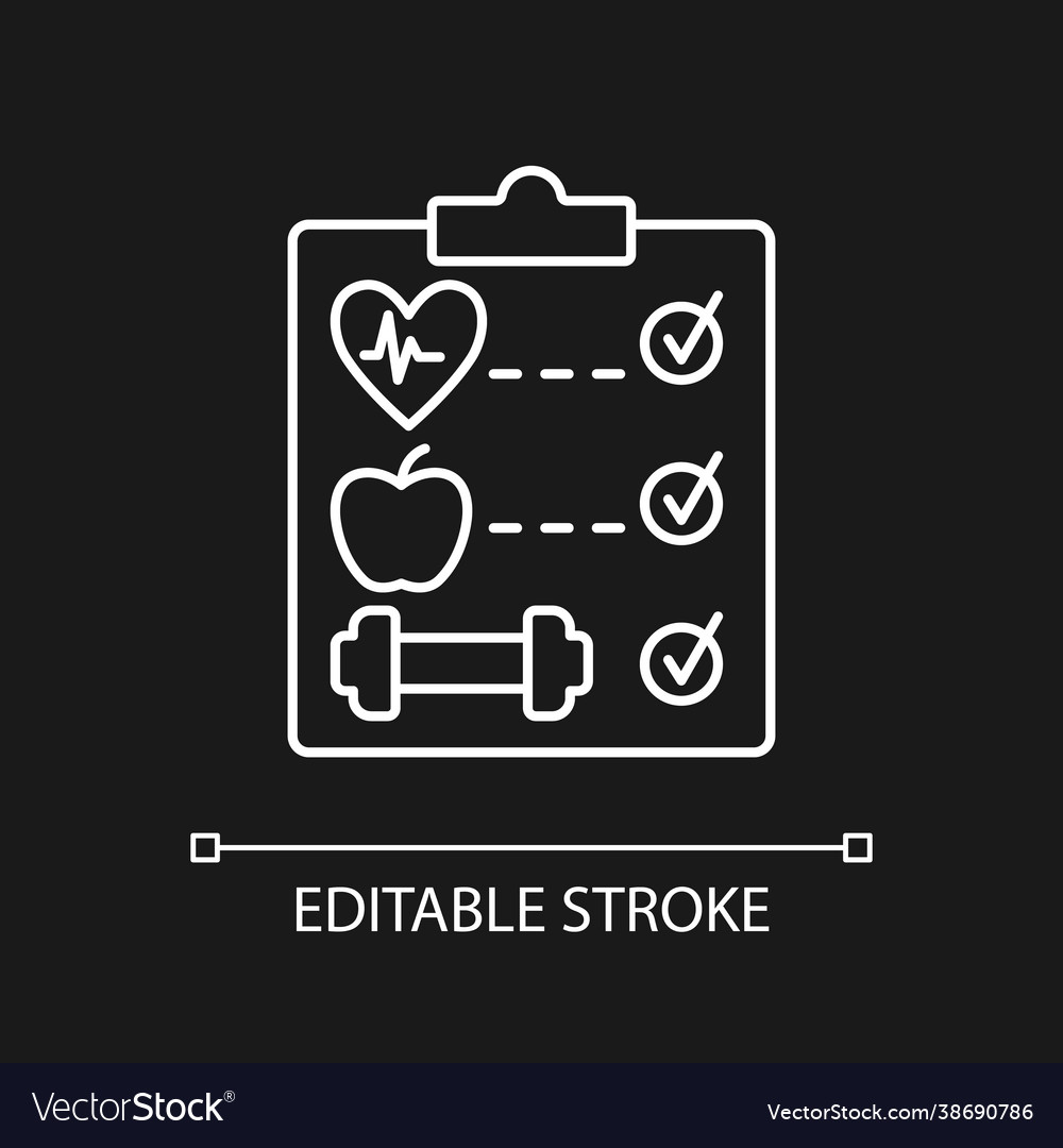 Wellness program white linear icon for dark theme Vector Image