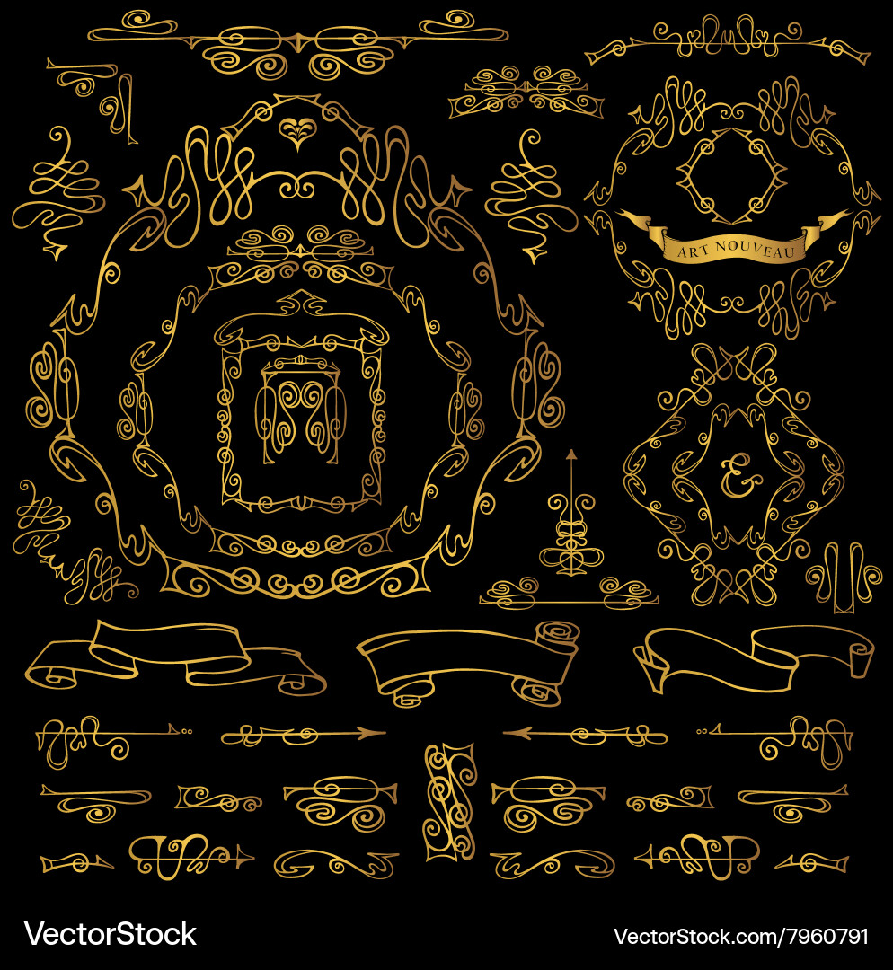 Calligraphic Royal Design ElementsGold Frames Vector Image