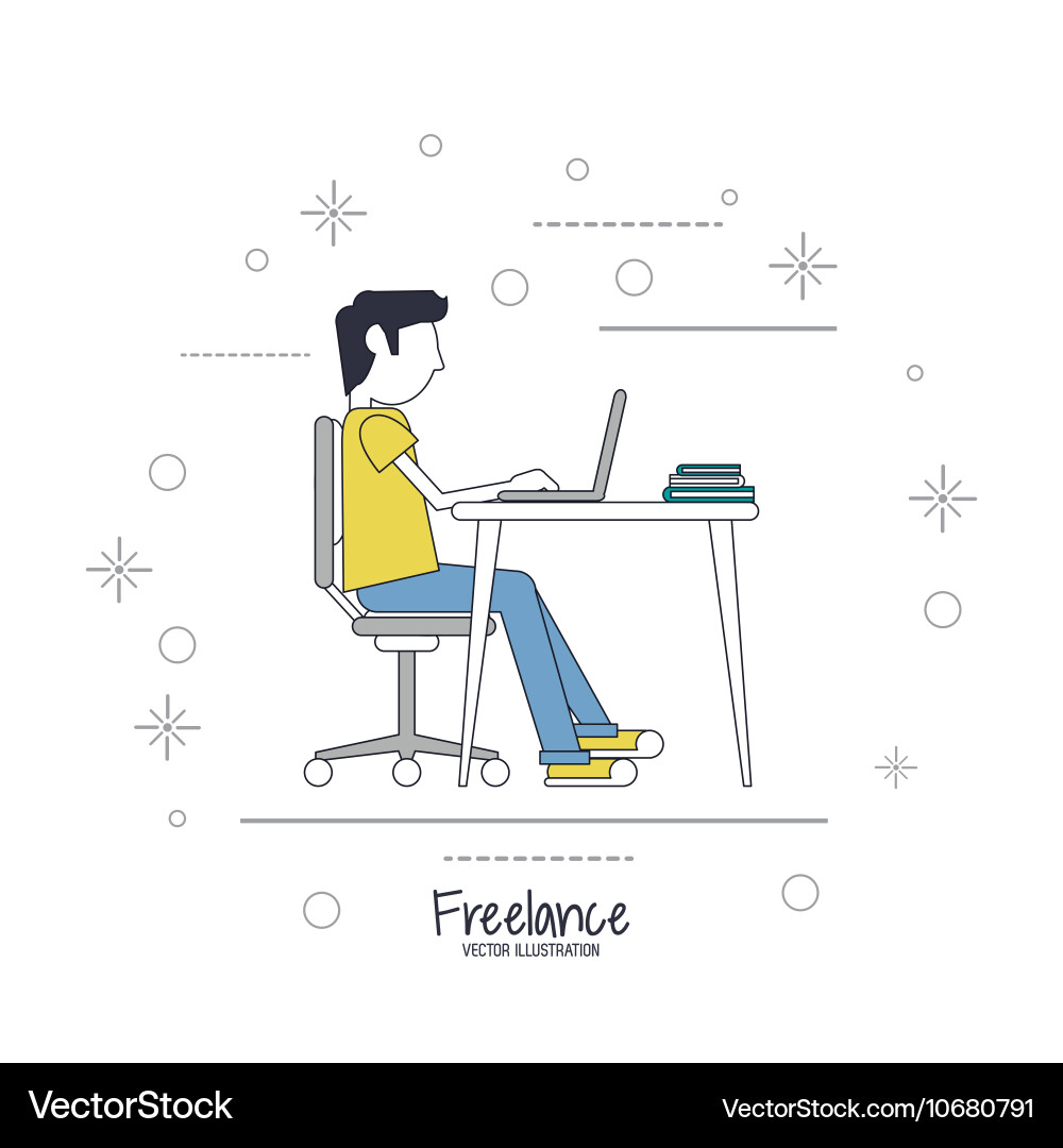 Cartoon man and freelance design Royalty Free Vector Image