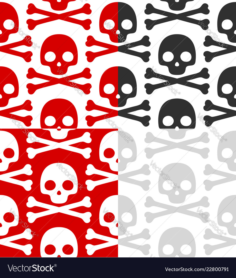 Cartoon skull pattern set Royalty Free Vector Image