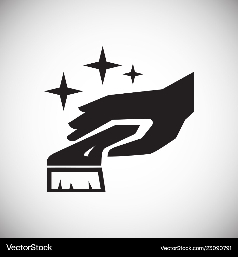 Cleaning hand with brush icon on white background Vector Image