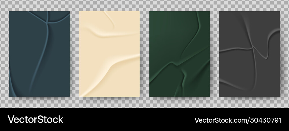 Crumpled paper creased texture blank glued Vector Image