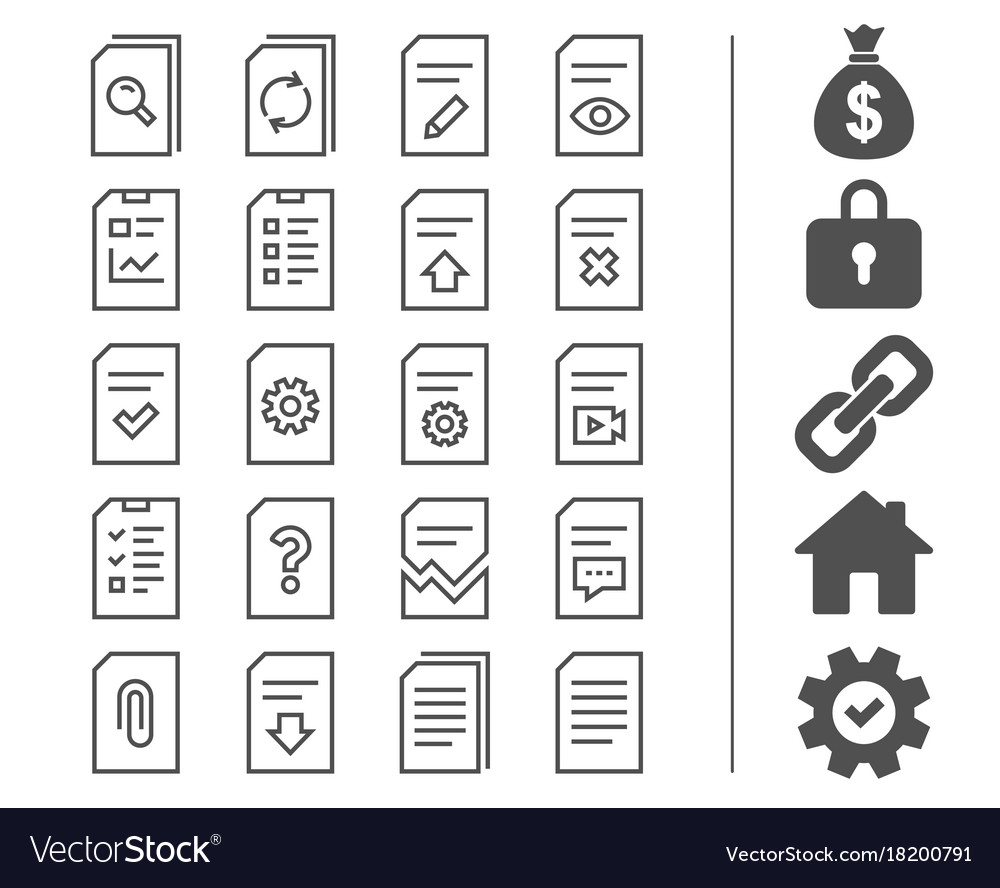 Document line icons report checklist and copy Vector Image