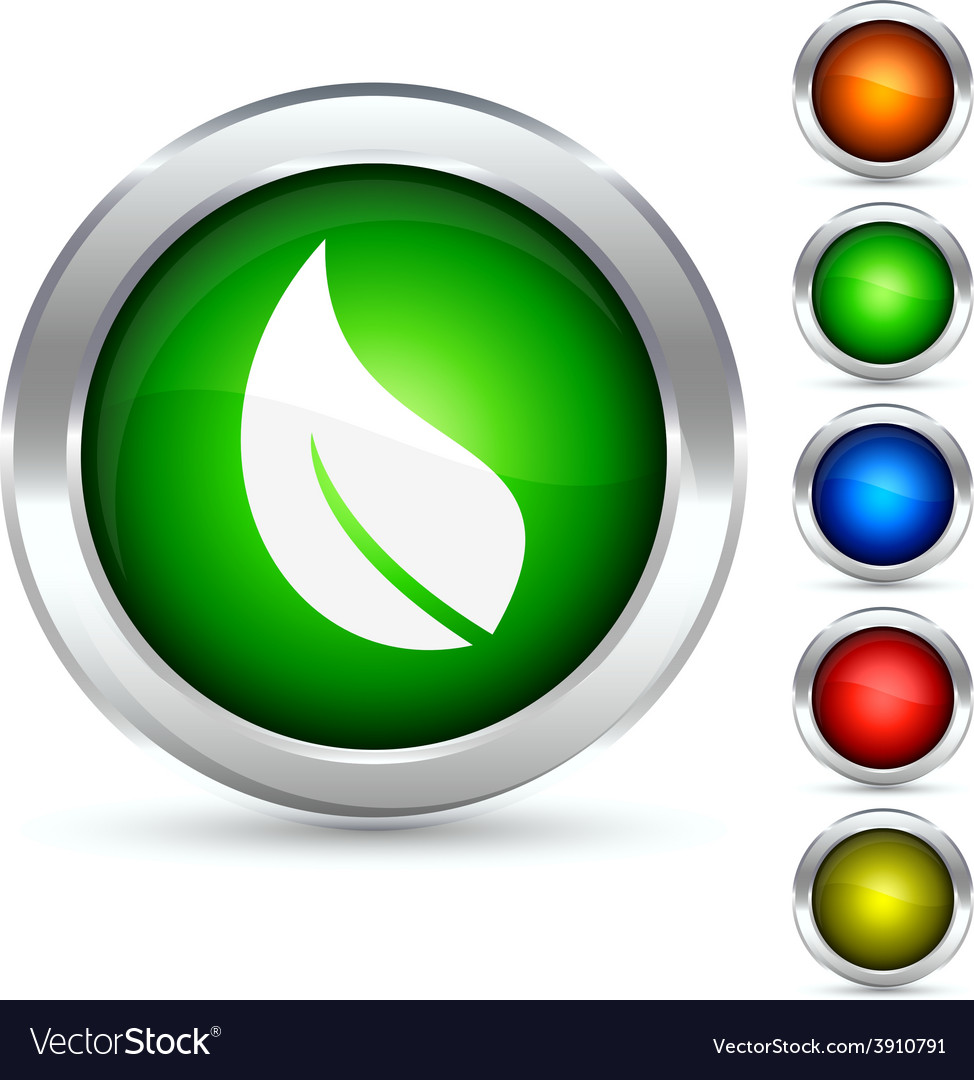 Ecology button Royalty Free Vector Image - VectorStock