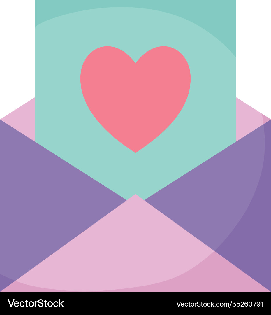 Envelope with one card and heart coming out Vector Image