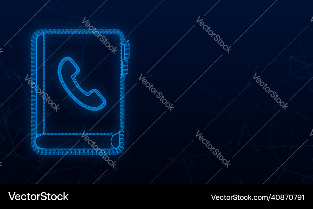 Flat icon with blue contact book on dark Vector Image