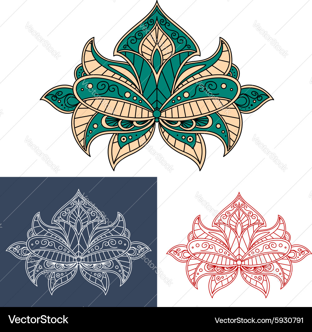 Graceful persian flower with paisley element Vector Image