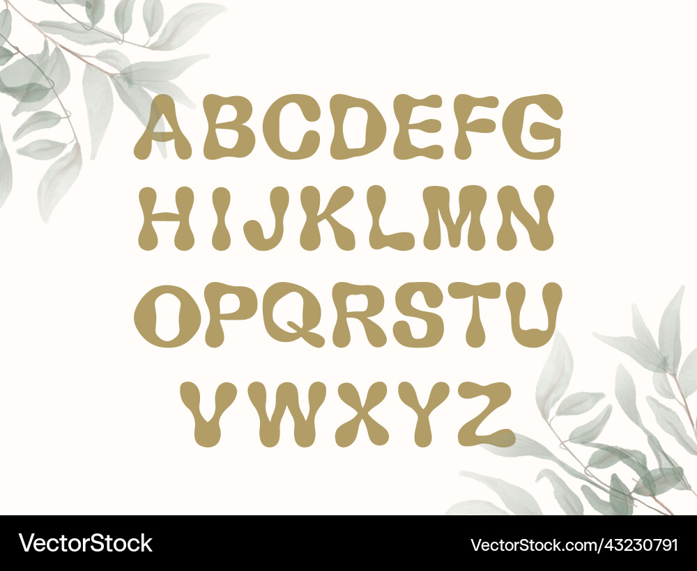 Groovy retro wave swirl alphabet decorative Vector Image