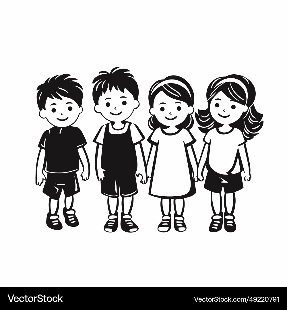 Happy children black icon on white background Vector Image