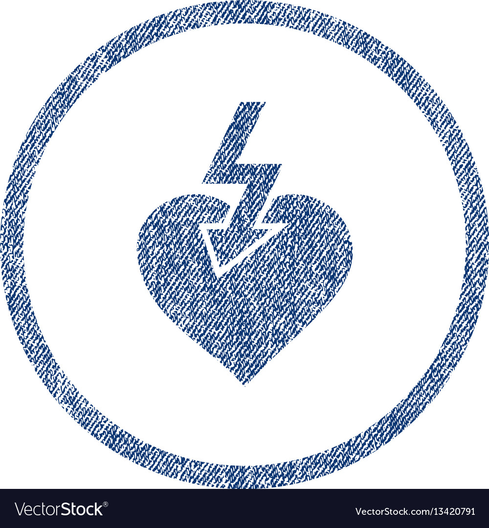 Heart shock strike rounded fabric textured icon Vector Image Heart shock strike rounded fabric textured icon Vector Image