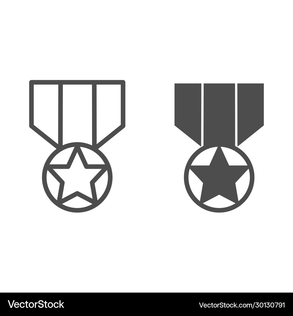 Medal line and solid icon army reward soldier Vector Image
