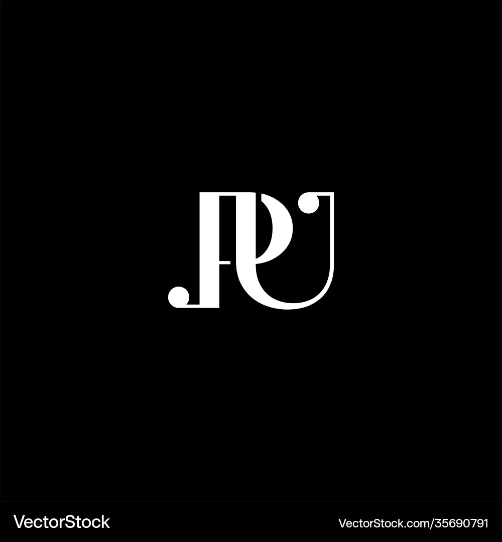 P u letter logo creative design on black color Vector Image