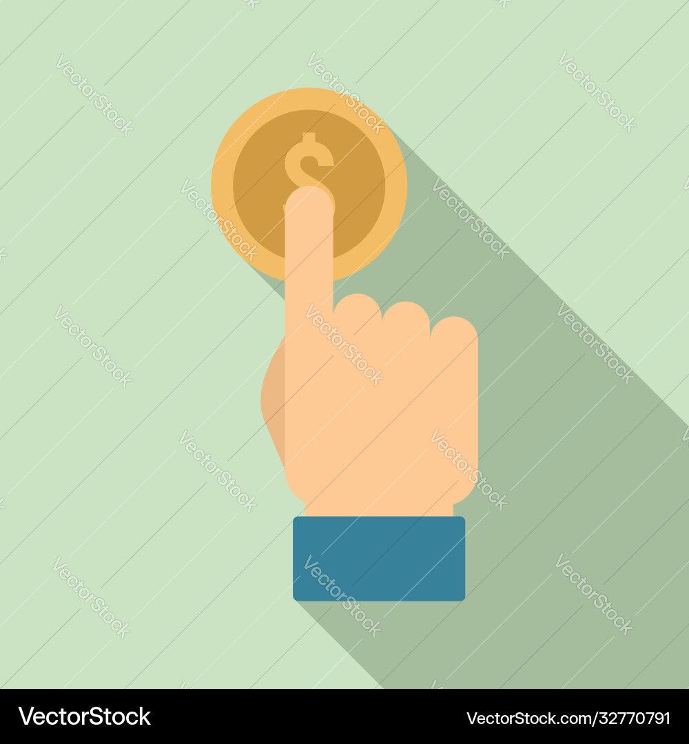 Push coin online loan icon flat style Royalty Free Vector