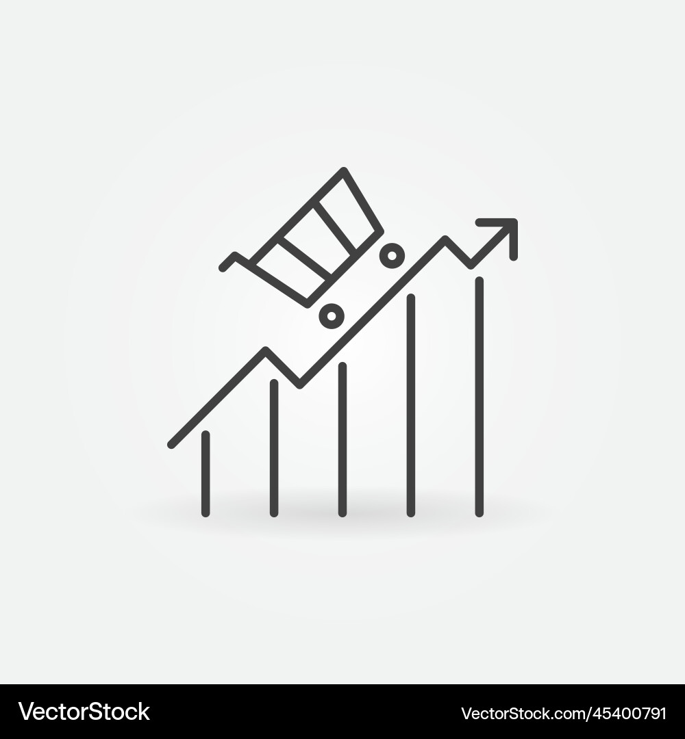 Shopping cart on line graph inflation concept Vector Image