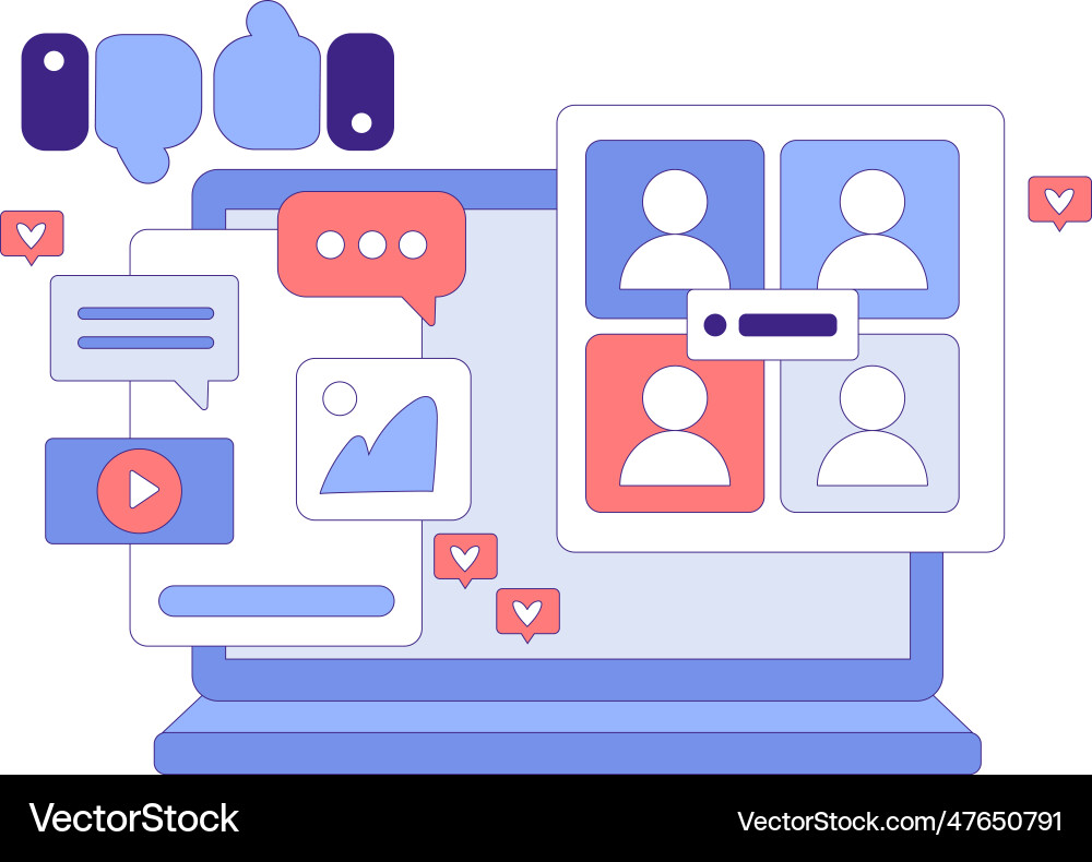 Social media with mobile laptop gadget screen Vector Image