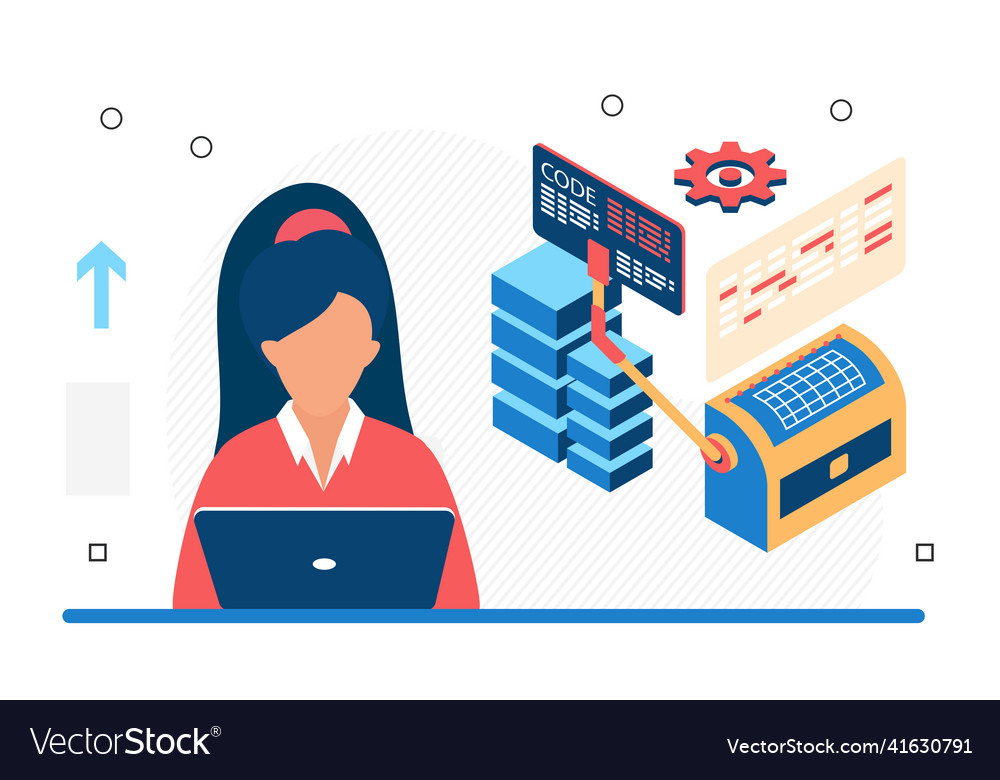 Software engineer developer maintaining database Vector Image