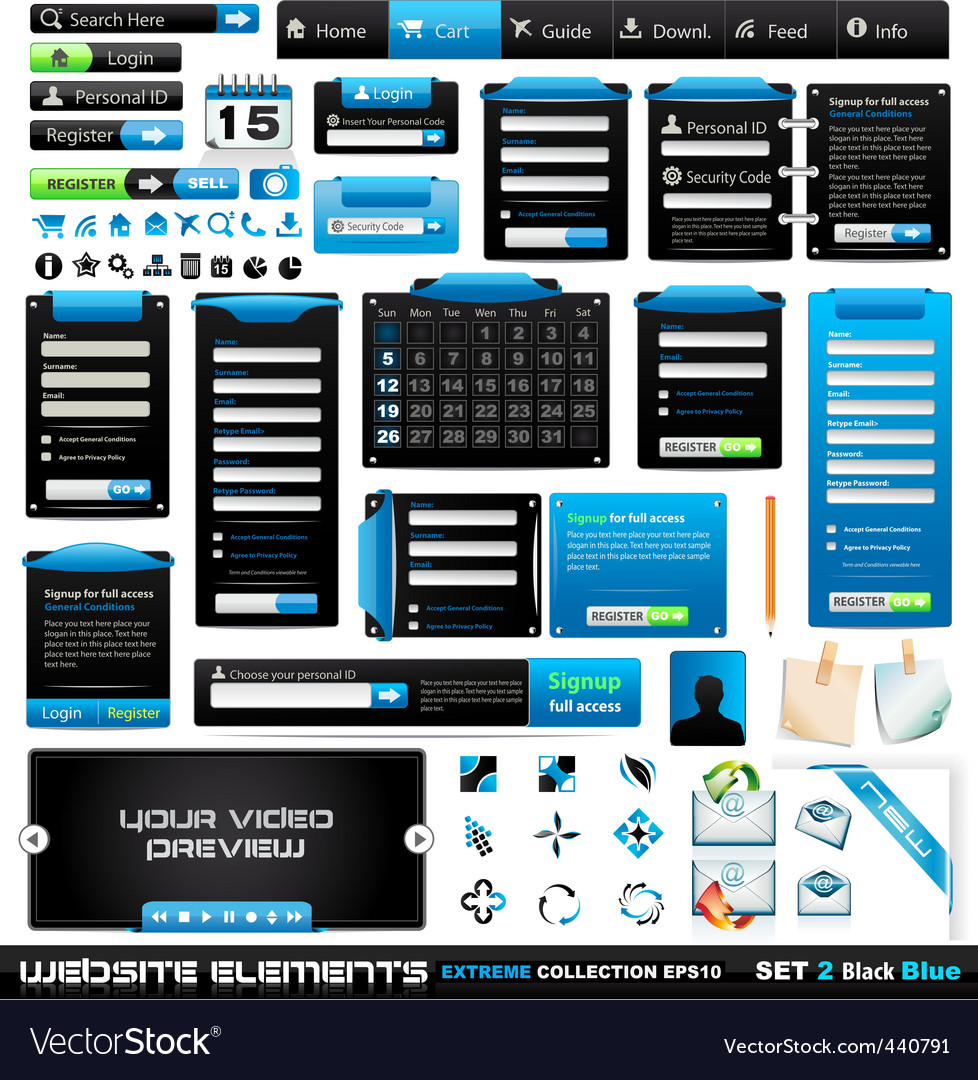 Web design elements collection Royalty Free Vector Image