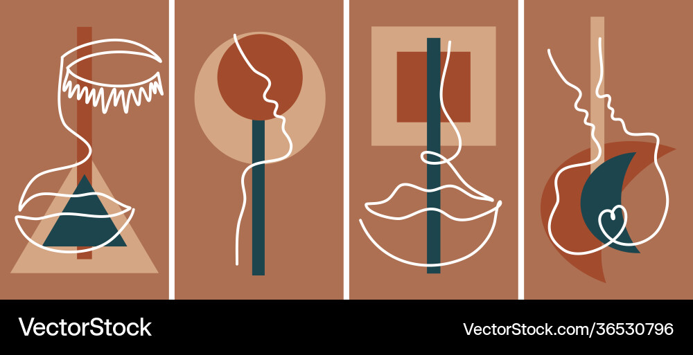 A continuous line female facial features Vector Image