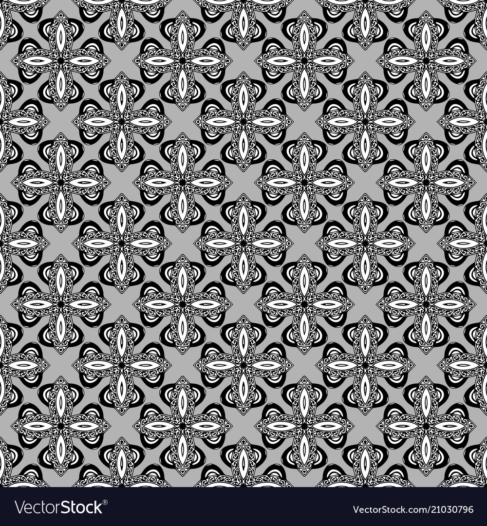 Arabic seamless pattern black and white Royalty Free Vector