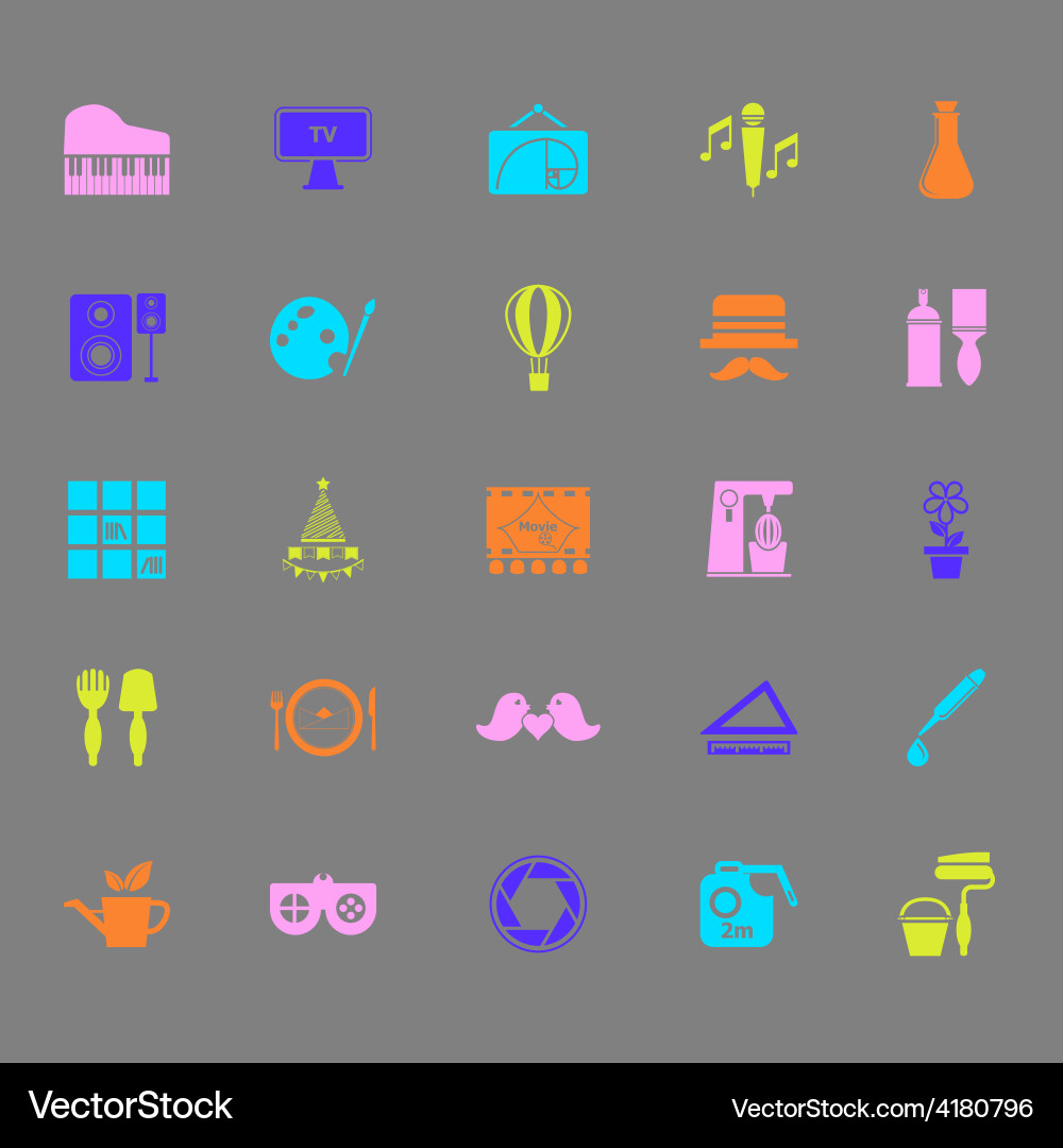 Art activity color icons on gray background Vector Image