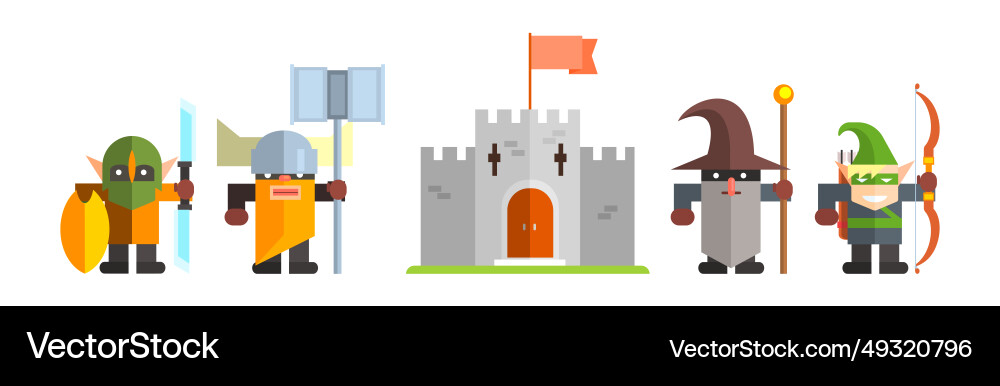 Fantasy game knight character heroes with weapon Vector Image