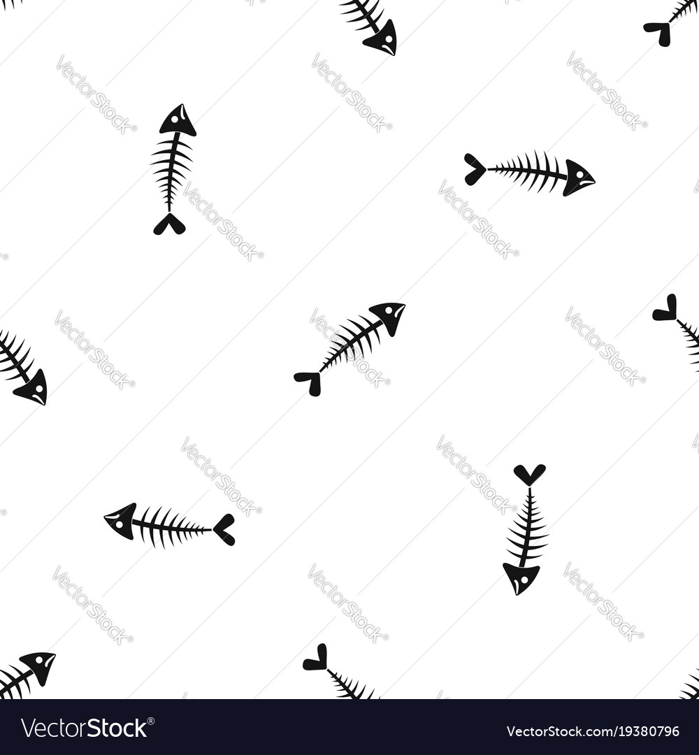 Fish bone pattern seamless black Royalty Free Vector Image