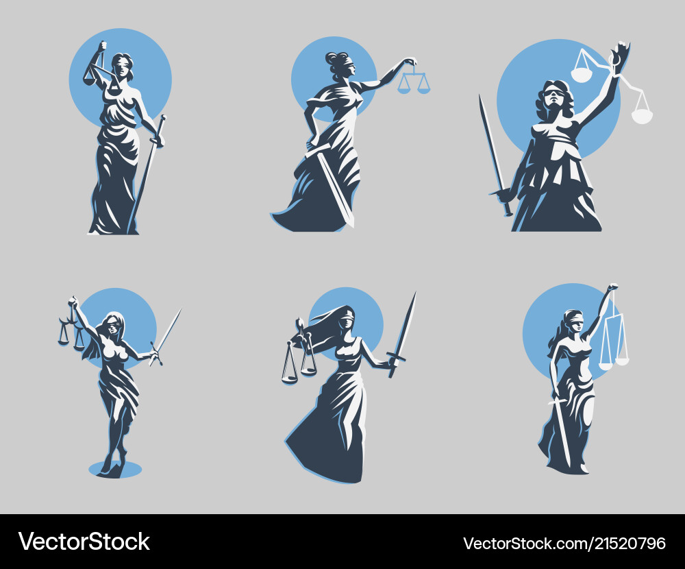 Goddess of justice themis set Royalty Free Vector Image