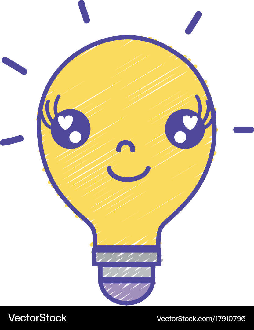 Kawaii cute happy bulb idea Royalty Free Vector Image