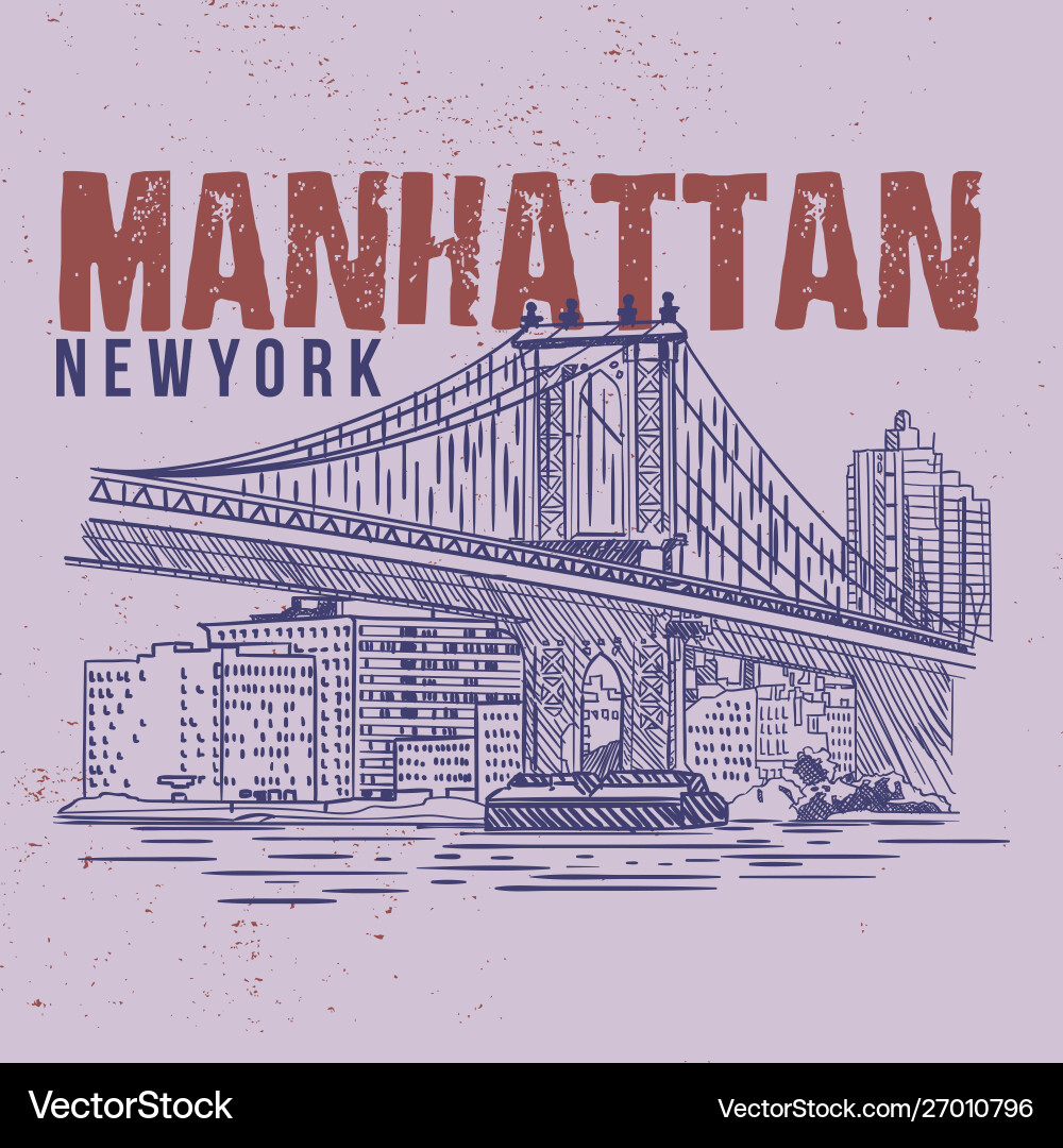 Manhattan new york drawing city Royalty Free Vector Image