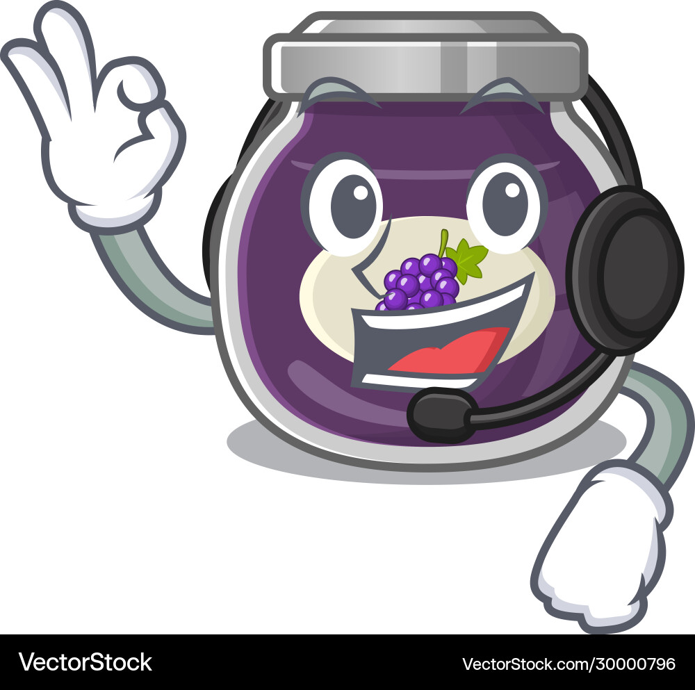 Smiley grape jam cartoon character design wearing Vector Image