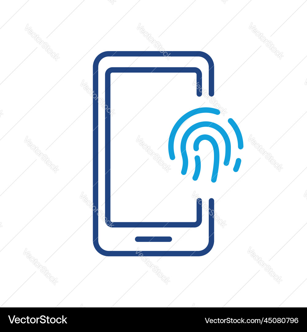 Touch id in cellphone line icon fingerprint Vector Image