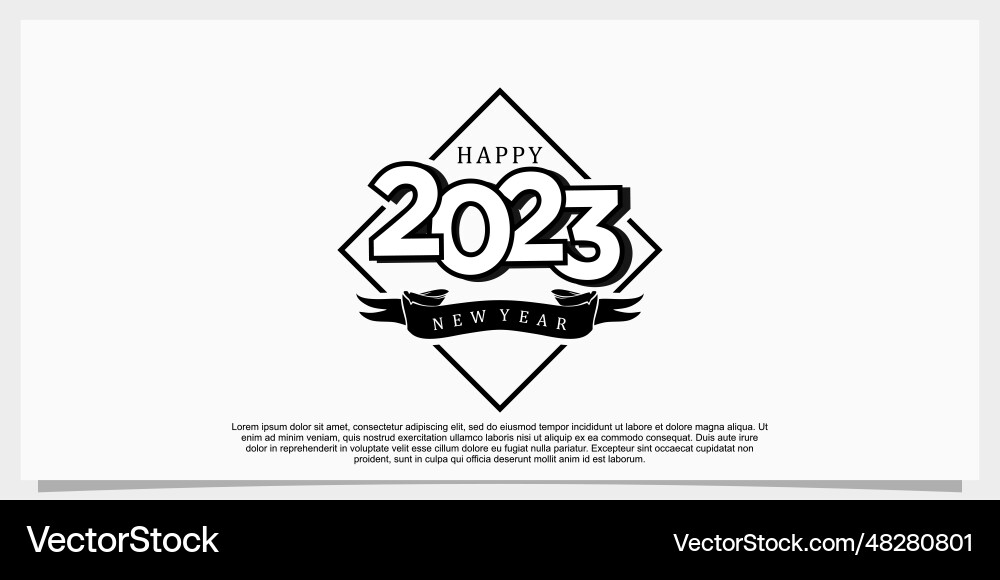 2023 happy new year logo design number Royalty Free Vector