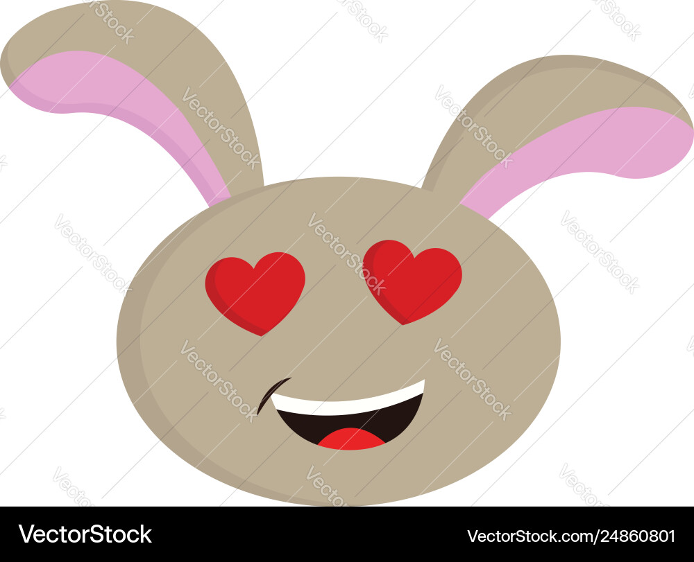 Beige rabbit with red heart shaped eyes smiling Vector Image
