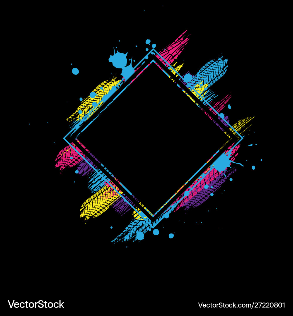 Black and color rhomb tire frame Royalty Free Vector Image