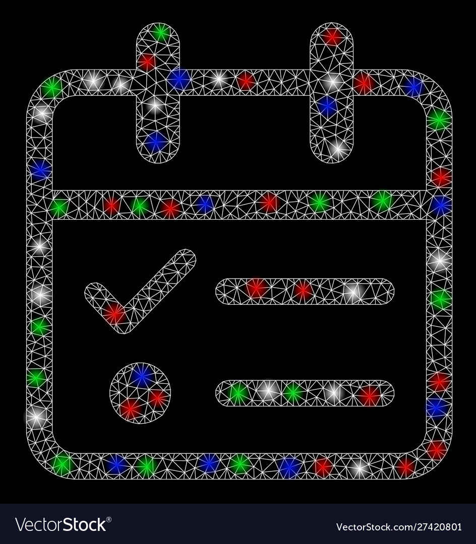 Bright mesh wire frame day tasklist with light Vector Image