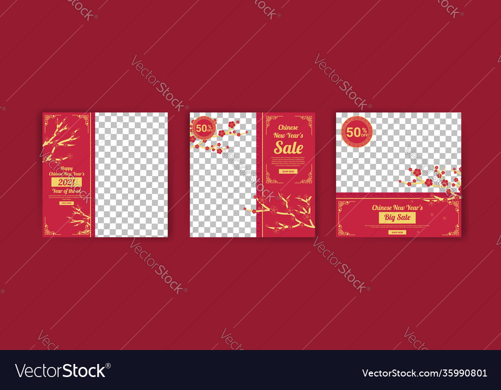 Chinese new year 2021 ox social media Royalty Free Vector