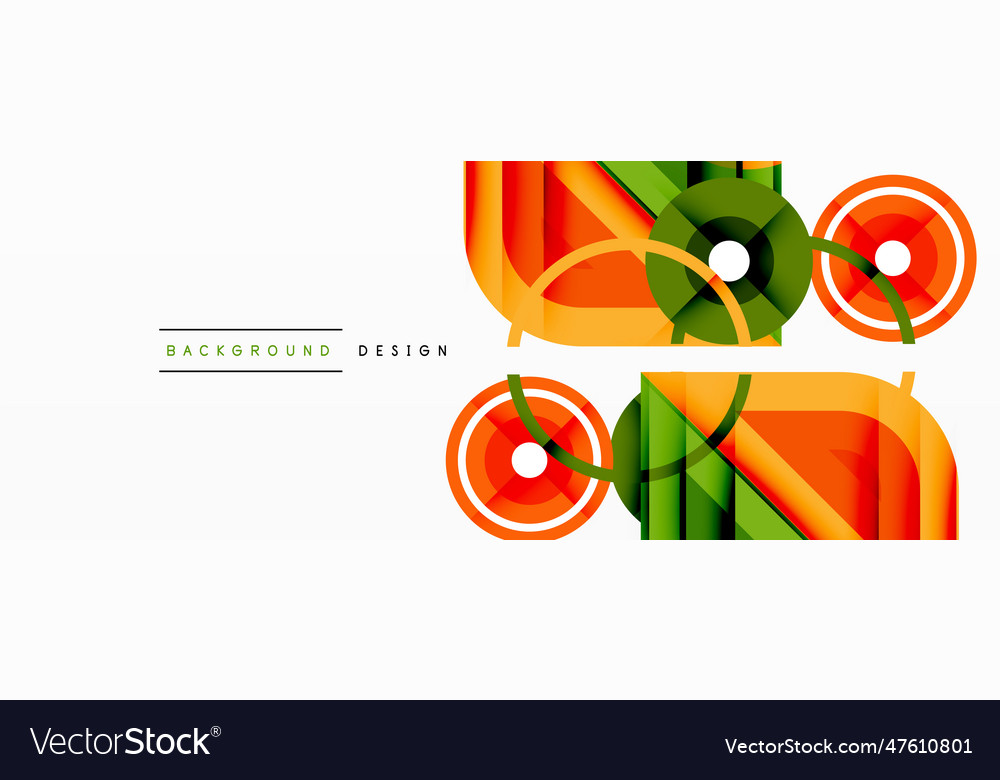 Colorful triangles and round shapes background Vector Image