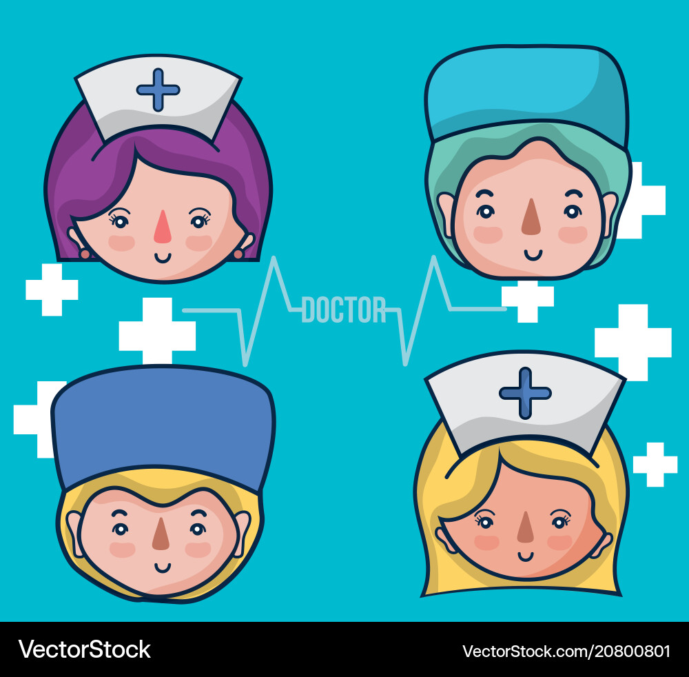 Cute medical team cartoons Royalty Free Vector Image