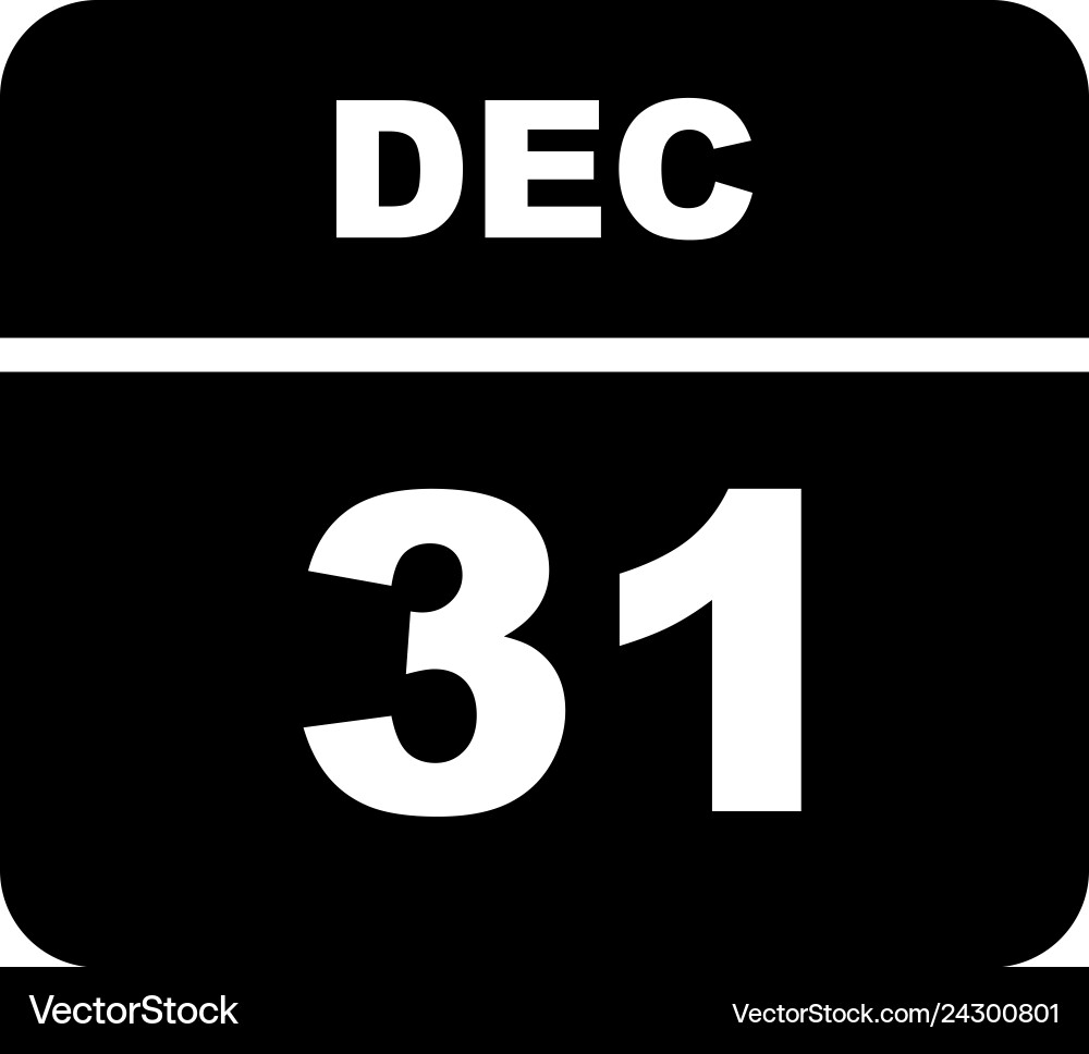 December 31st date on a single day calendar Vector Image